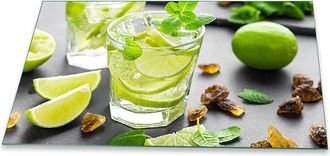 Decorwelt Herdabdeckplatte Abdeckung Ceranfeld Abdeckplatte Schneidebrett 1-Teilig 90x52 Lemon Grün Spritzschutz Glasplatte Ceranfeldabdeckung Schutz für Kochpl