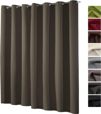 Heimtexland XXL Ösenschal Verdunkelung HxB 245x275 cm Thermovorhang Verdunkelungsgardine Extra Breit Grau Braun Typ139