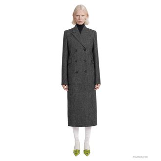 Prada Double-Breasted Gingham Check Wool Coat