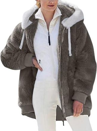 Generic Veste Polaire Femme Chaude A Capuche Hiver Vêtements Grande Taille Manteaux Womens Blouson Long Zippé Sweatshirt Mode Sweat À Capuche Épaissir Parka M