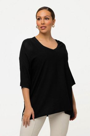 Ulla Popken Strickpullover Pullover Oversized V-Ausschnitt Halbarm