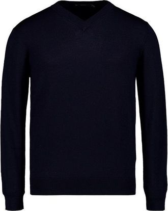 Boggi Milano Herren Pullover blau Merinowolle unifarben