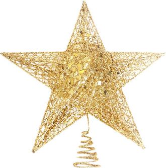 BESTOYARD Weihnachtsbaum Spitze Glitter Eisen Weihnachtsbaum Stern Weihnachtsbaum Schmuck Weihnachten Deko 12cm (Golden)