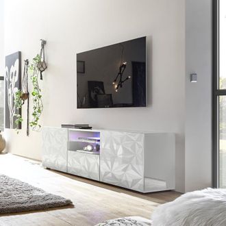 Les Tendances Les Tendances - Meuble tv - Blanc Laque brillant - l 181 x p 43 x h 57cm - parigi