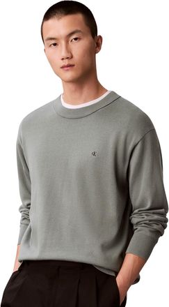 Calvin Klein Herren EU LS Cotton Relaxed CREWNK SWEA LV04RC309G Sweaters, Grau (Autumn Green), M, Grau (Autumn Green), M