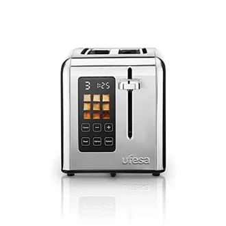 Ufesa FutureToaster, Grille-Pain Digitale, 2 Fentes, Acier Inoxydable, 950W, Écran, 9 Niveaux de Grillage avec Image, Décongélation, Réchauffage et Annulati