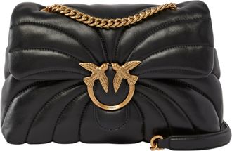 Pinko Love Puff Classic CL Sheep Nappa Quilt M Black - Antique Gold