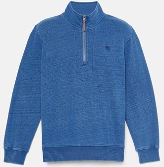 Timberland Indigoblaues Sweatshirt mit Viertelrei&szlig;verschluss f&uuml;r Herren in Blau, Herren, Blau, Gr&ouml;&szlig;e