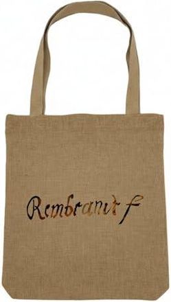 Fabulous Sac Shopping Tote Bag Aspect Lin - Rembrandt Signature Baroque Peintre c&eacute;l&egrave;bre Artiste Peinture - Sac de Courses Toile Epaisse 360g Beige Naturel Caba