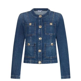 Liu Jo Denimjacke mit Logo-Kn&ouml;pfen - - Jackets - Damen - Blau - M