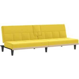 vidaXL Schlafsofa mit Getr&auml;nkehaltern Hellgelb Stoff Vidaxl