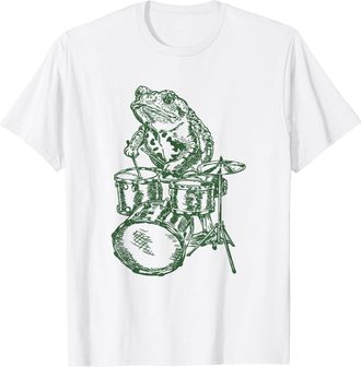 Seembo Frosch spielt Schlagzeug Schlagzeuger Lustig Reptil Rock Musiker T-Shirt