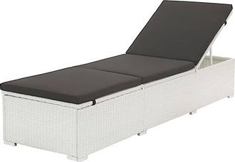 vidaXL Chaise Longue dExt&eacute;rieur R&eacute;sine Tress&eacute;e Blanc et Noir Transat