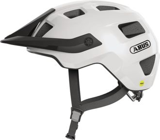 ABUS MTB-Helm MoTrip MIPS - Fahrradhelm f&uuml;r einen sicheren Einstieg in den Mountainbikesport - mit Aufprallschutz - f&uuml;r Damen und Herren - Wei&szlig; Gl&auml;nzend, G