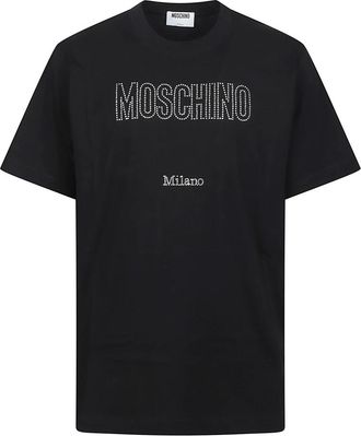 Moschino Homme, Tops, Noir, Taille: XL T-shirt Imprimé Logo