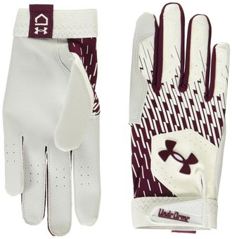 Under Armour mens Clean Up Baseball Gloves, (106) White / Maroon / Maroon, Medium