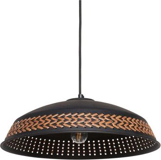 Beliani Beliani - Hängelampe Schwarz Eisen pu Leder Kuppel Schirm Modern Zeitgenössischer Stil