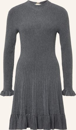 Maje Strickkleid Mit Volants grau