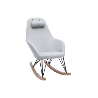 Miliboo Relax-Sessel - Schaukelstuhl Stoff Grau F&uuml;&szlig;e Metall und Esche JHENE