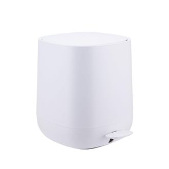 Relaxdays M&uuml;lleimer Bad, 5 l, Kosmetikeimer mit Soft-Close, Matte Optik, entnehmbarer Inneneimer, Treteimer, wei&szlig;