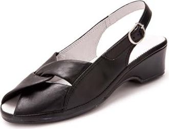 Pediconfort Sandales en cuir extra-larges - FEMME - Taille : 39 - Couleur : Noir