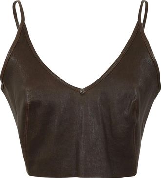 Rick Owens V-Ausschnitt Crop Top - - Tops - Damen - Braun - L