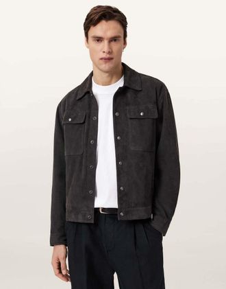 AllSaints Shelton - Jacke in verwaschenem Schwarz