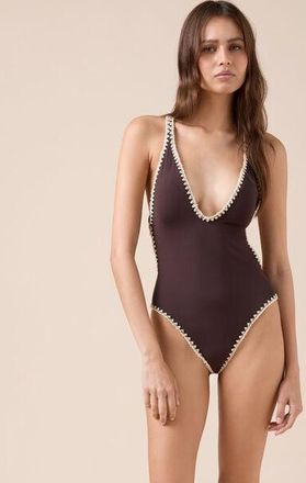 Calzedonia Badeanzug Premium Embroidery Braun