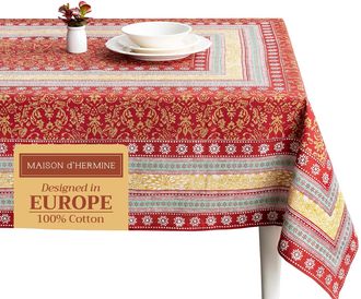 Maison d'Hermine Tischdecke, 100% Baumwolle, 160cm x 220cm dekorative Tischdecke, waschbar, quadratisch, Ostertischdecken für Essen, Hochzeit, Bankett, Buffet, Sofia -