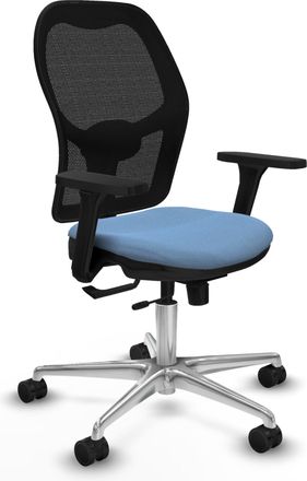 Piqueras y Crespo Ergonomischer Stuhl mit 3D-Armen, h&ouml;henverstellbare Lendenwirbelst&uuml;tze, ausgestattet mit Syncro/Traslack und Schaumstoff, Schwarz/Himmelblau