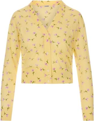 Jil Sander Femme, Pulls, Jaune, Taille: 44 FR Cardigan Imprim&eacute; en M&eacute;lange de Coton