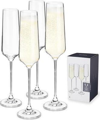 Viski Champagnergläser aus Kristall, europäische Handwerkskunst, Sektgläser-Set mit 113-170 ml, Stiel, Sektgläser, für Hochzeit oder Jahrestag und besondere