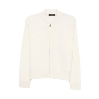 Fabiana Filippi Femme, Pulls, Blanc, Taille: 40 FR Cardigan en maille gaufr&eacute;e zipp&eacute;e