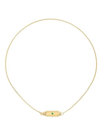 Marie Lichtenberg Micro coco emerald locket necklace - Or