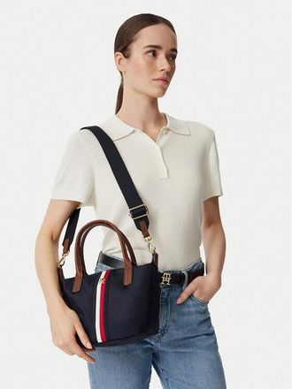 Tommy Hilfiger Handtasche Popette Mini Tote Corp AW0AW19025 Dunkelblau