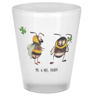 Mr. & Mrs. Panda Schnapsglas Bienen Paar - Geschenk, Kurzen Glas, Schnapsgl&auml;ser, Schildkr&ouml;ten, Mitbringsel, Shotgl&auml;ser, Lik&ouml;rgl&auml;ser, f&uuml;r Freundin, Hochzeitstag, Shot, 