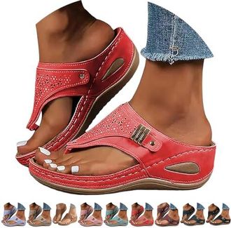 Generic Sandales orthopédiques compensées pour femme - Tongs orthopédiques légères - Soutien de la voûte plantaire - Pantoufles décontractées dextérieur - Cou