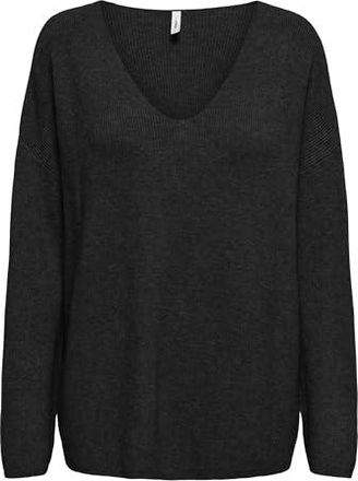 Only Neck Onlibi Ls Rib Loose Col en V CC KNT, Noir, M Femme