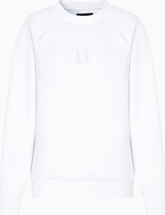 A|X Armani Exchange Damen Icon Project, Shiny Logo, Crewneck Sweatshirt, Optic White, 36