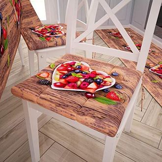 Petti Artigiani Italiani Stuhlkissen, für Küche, 4 Punkte, Set mit 6 Erdbeeren