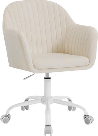 Woltu Schreibtischstuhl, Bürostuhl ergonomisch, Homeoffice Stuhl höhenverstellbar, Schminkstuhl mit Armlehnen, Drehstuhl mit Rollen, Samt Stuhl Metallrahmen