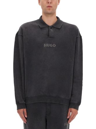 HUGO BOSS Polo Cotton-Polyester Blend Sweatshirt - Gray