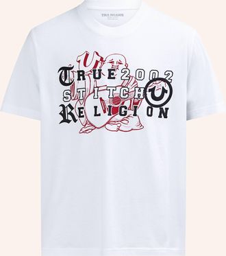 True Religion T-Shirt Buddha Letters weiss