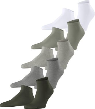 Esprit Herren Sneakersocken Solid-Mix Multipack M Sn Baumwolle kurz einfarbig 5 Paar, Mehrfarbig Brown Grey White Mix 0030, 40-46