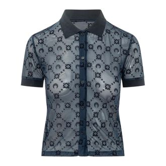 Marine Serre Flock SS Poloshirt - - Blouses & Shirts - Damen - Blau - M