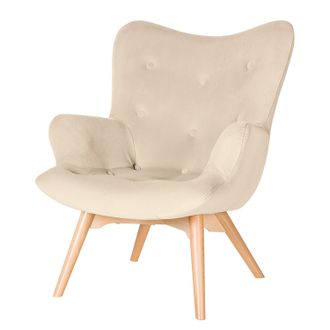 M&oslash;rteens home24 Sessel Beige Samt Vaia ohne Hocker Hellbraun 71 x 90 x 85cm