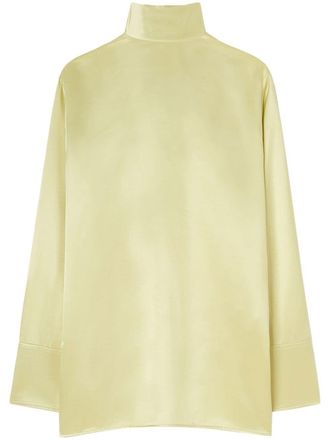 Jil Sander blouse satin&eacute;e &agrave; col roul&eacute; - Vert