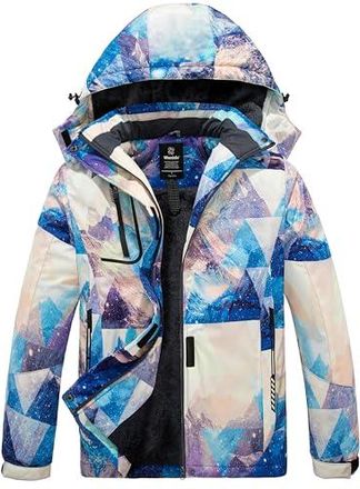 Wantdo Femme Manteau dhiver Chaud Veste de Snowboard avec Doublure Veste Imperm&eacute;able pour Voyage Travail Veste Isol&eacute;e avec Capuche Amovible Montagne M
