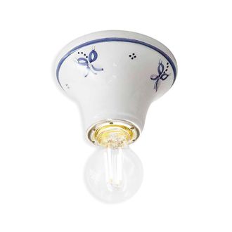 Ferroluce Deckenleuchte 1 Licht aus weißer Keramik Durchmesser 10 cm C133 Triest