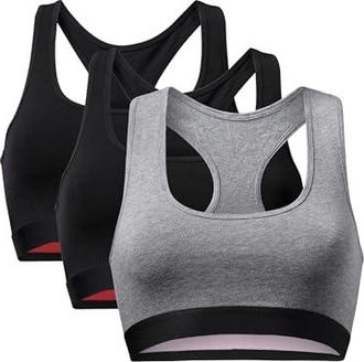 Danish Endurance Brassières en Coton Bio, Ultra Douces et Confortables, pour Femme, Lot de 1 ou 3, Multicolore (2X Noir, 1x Gris/Noir), XL